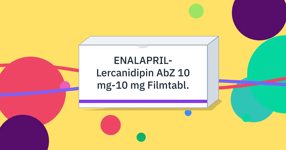 Symbolbild: Packung mit der Aufschrift ENALAPRIL-Lercanidipin AbZ 10 mg-10 mg Filmtabl. (PZN 12346821) – Verfügbarkeit und Bezug in Apotheken in Frankfurt am Main