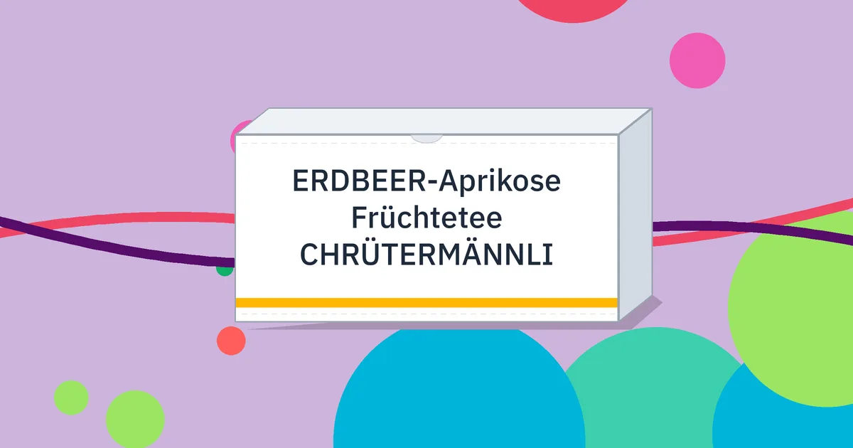 Symbolbild: Packung mit der Aufschrift ERDBEER-Aprikose Früchtetee CHRÜTERMÄNNLI (PZN 05884943) – Verfügbarkeit und Bezug in Apotheken in Frankfurt am Main