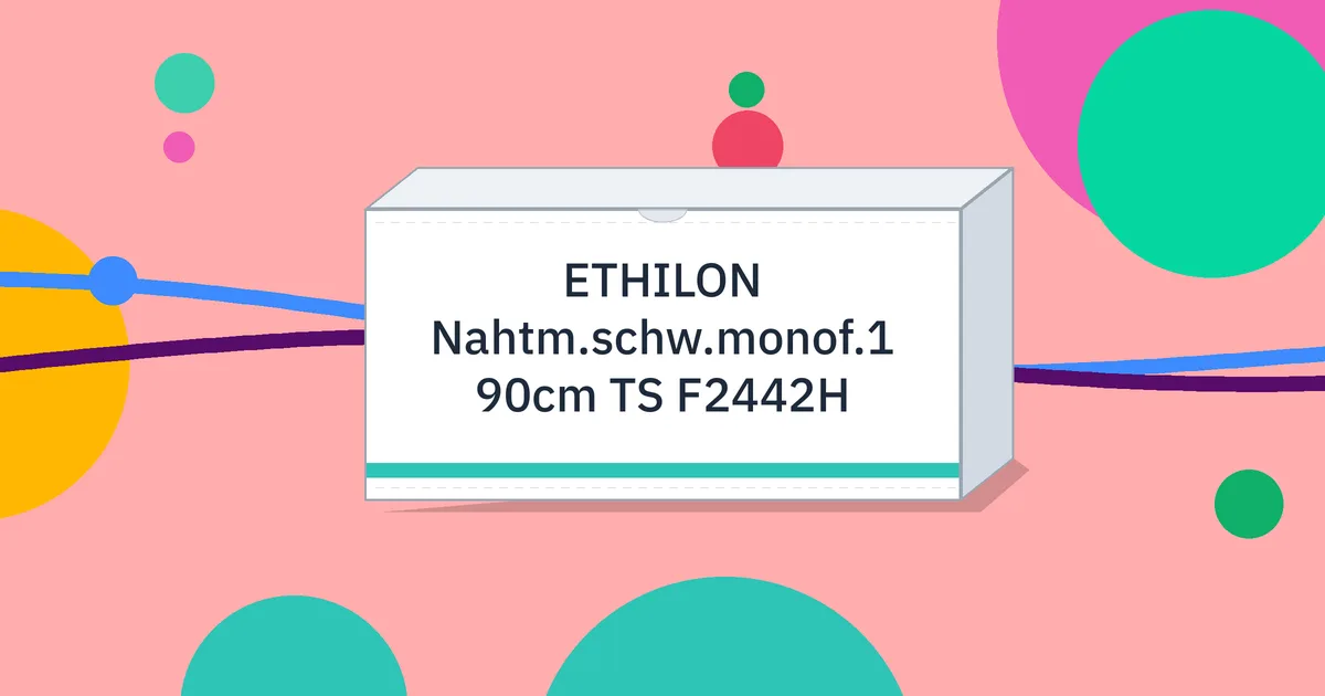 Symbolbild: Packung mit der Aufschrift ETHILON Nahtm.schw.monof.1 90cm TS F2442H (PZN 16251276) – Verfügbarkeit und Bezug in Apotheken in Frankfurt am Main