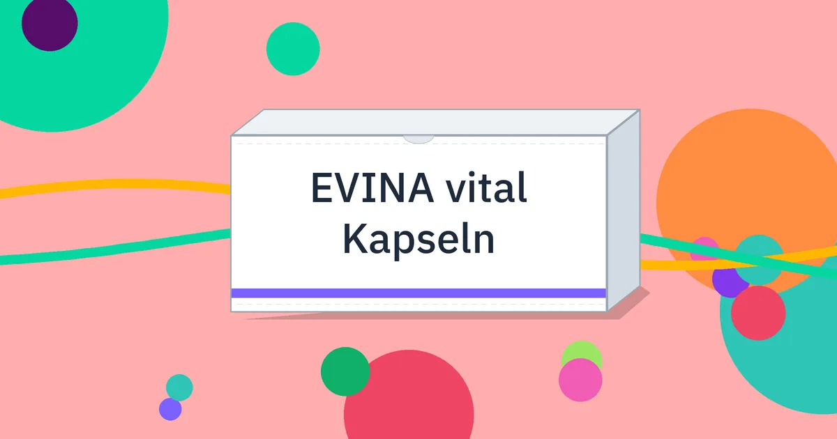 Symbolbild: Packung mit der Aufschrift EVINA vital Kapseln (PZN 14056085) – Verfügbarkeit und Bezug in Apotheken in Frankfurt am Main
