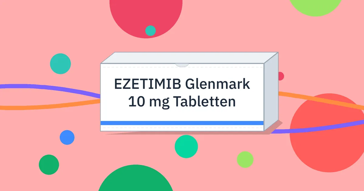 Symbolbild: Packung mit der Aufschrift EZETIMIB Glenmark 10 mg Tabletten (PZN 13156689) – Verfügbarkeit und Bezug in Apotheken in Frankfurt am Main