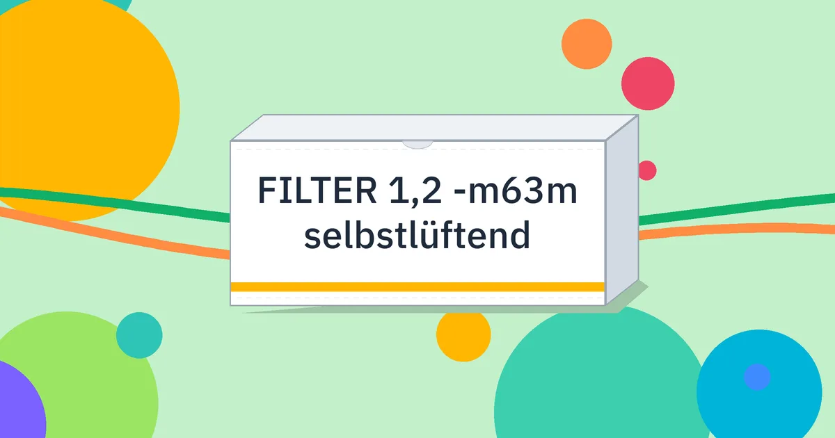 Symbolbild: Packung mit der Aufschrift FILTER 1,2 -m63m selbstlüftend (PZN 07288636) – Verfügbarkeit und Bezug in Apotheken in Frankfurt am Main