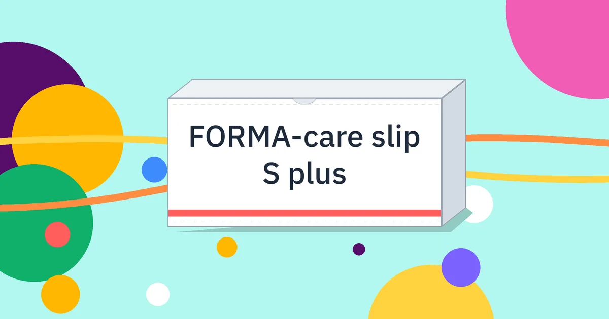 Symbolbild: Packung mit der Aufschrift FORMA-care slip S plus (PZN 02335331) – Verfügbarkeit und Bezug in Apotheken in Frankfurt am Main