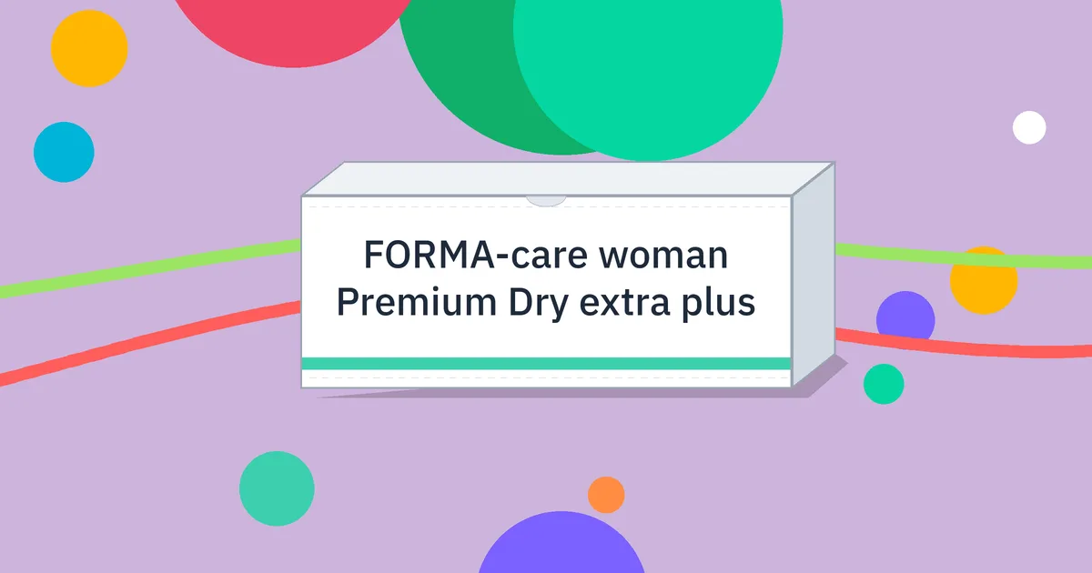 Symbolbild: Packung mit der Aufschrift FORMA-care woman Premium Dry extra plus (PZN 15890904) – Verfügbarkeit und Bezug in Apotheken in Frankfurt am Main