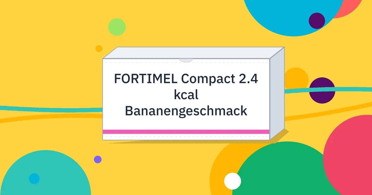 Symbolbild: Packung mit der Aufschrift FORTIMEL Compact 2.4 kcal Bananengeschmack (PZN 19531740) – Verfügbarkeit und Bezug in Apotheken in Frankfurt am Main