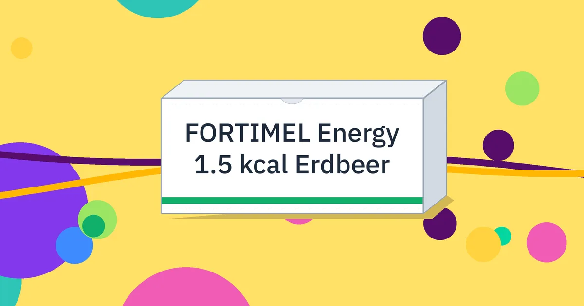Symbolbild: Packung mit der Aufschrift FORTIMEL Energy 1.5 kcal Erdbeer (PZN 20168635) – Verfügbarkeit und Bezug in Apotheken in Frankfurt am Main