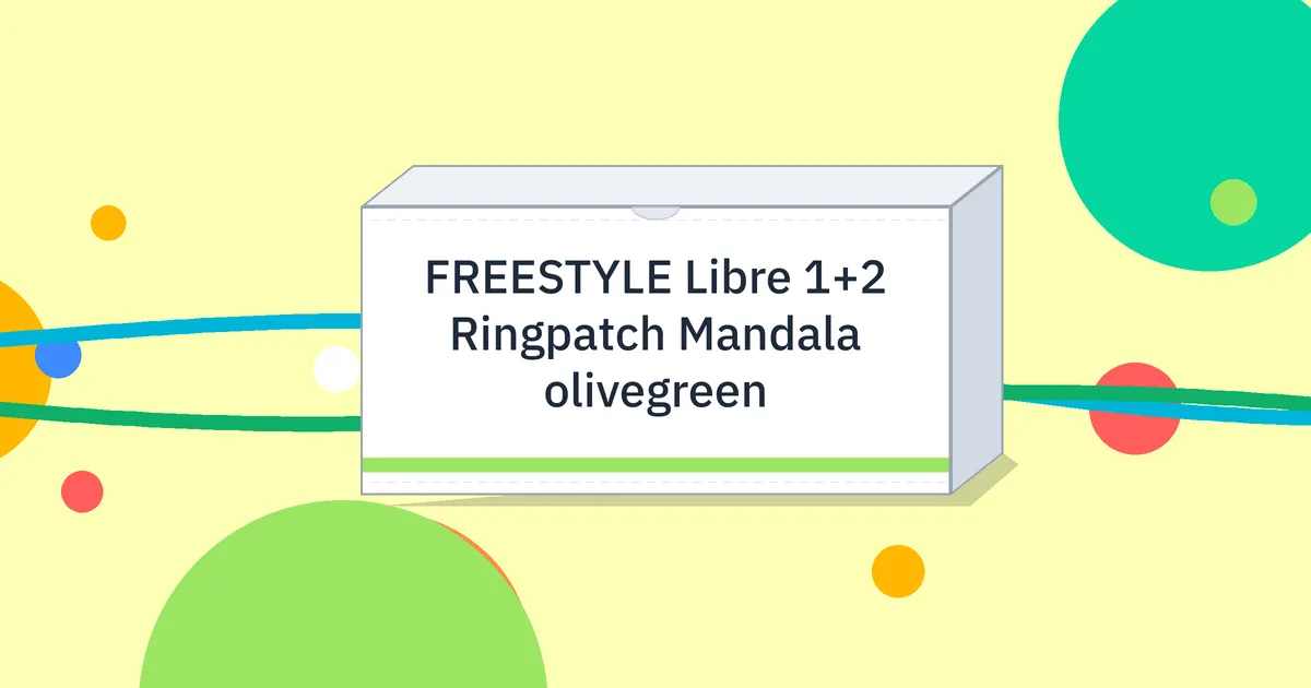 Symbolbild: Packung mit der Aufschrift FREESTYLE Libre 1+2 Ringpatch Mandala olivegreen (PZN 19868497) – Verfügbarkeit und Bezug in Apotheken in Frankfurt am Main