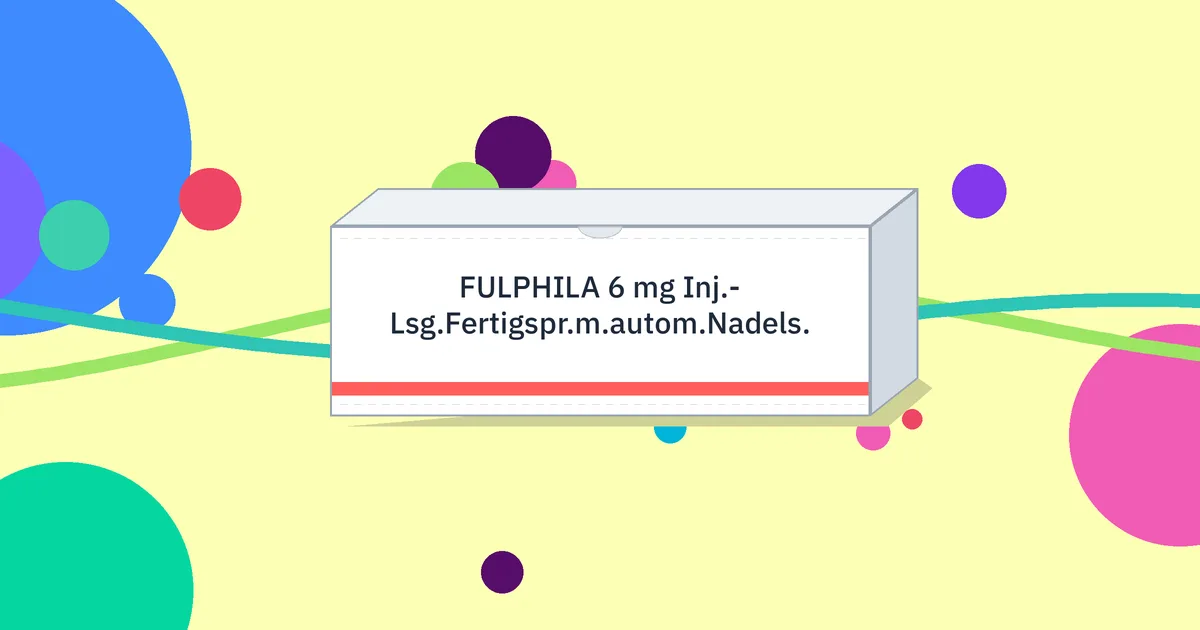 Symbolbild: Packung mit der Aufschrift FULPHILA 6 mg Inj.-Lsg.Fertigspr.m.autom.Nadels. (PZN 16884716) – Verfügbarkeit und Bezug in Apotheken in Frankfurt am Main