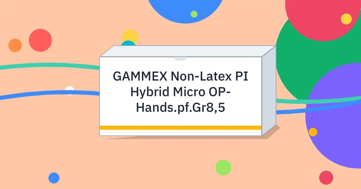Symbolbild: Packung mit der Aufschrift GAMMEX Non-Latex PI Hybrid Micro OP-Hands.pf.Gr8,5 (PZN 18912664) – Verfügbarkeit und Bezug in Apotheken in Frankfurt am Main