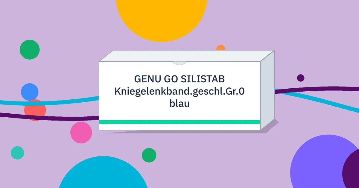 Symbolbild: Packung mit der Aufschrift GENU GO SILISTAB Kniegelenkband.geschl.Gr.0 blau (PZN 19742371) – Verfügbarkeit und Bezug in Apotheken in Frankfurt am Main