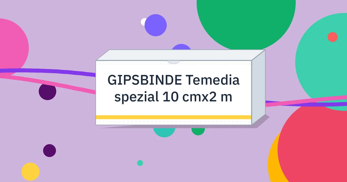Symbolbild: Packung mit der Aufschrift GIPSBINDE Temedia spezial 10 cmx2 m (PZN 13250514) – Verfügbarkeit und Bezug in Apotheken in Frankfurt am Main