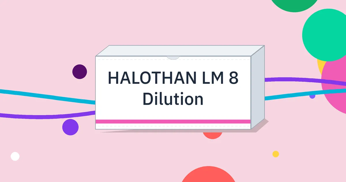 Symbolbild: Packung mit der Aufschrift HALOTHAN LM 8 Dilution (PZN 12883915) – Verfügbarkeit und Bezug in Apotheken in Frankfurt am Main