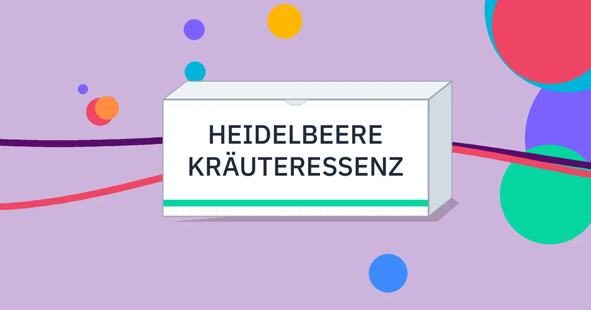 Symbolbild: Packung mit der Aufschrift HEIDELBEERE KRÄUTERESSENZ (PZN 13819776) – Verfügbarkeit und Bezug in Apotheken in Frankfurt am Main