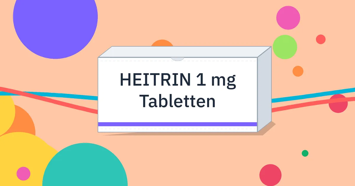 Symbolbild: Packung mit der Aufschrift HEITRIN 1 mg Tabletten (PZN 03000727) – Verfügbarkeit und Bezug in Apotheken in Frankfurt am Main