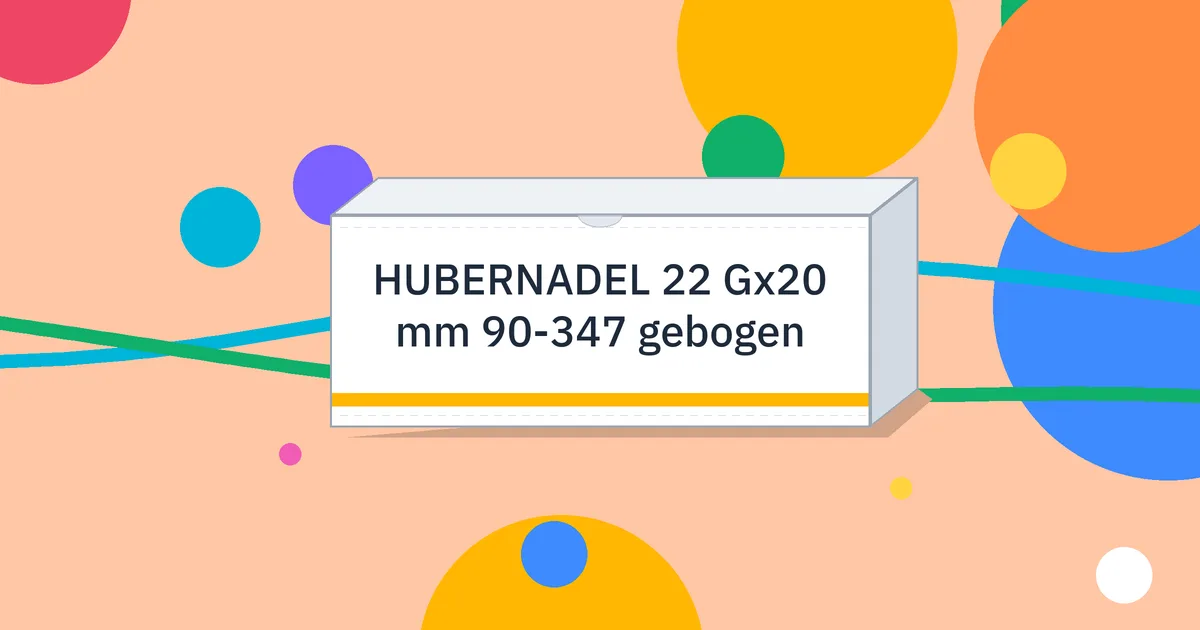 Symbolbild: Packung mit der Aufschrift HUBERNADEL 22 Gx20 mm 90-347 gebogen (PZN 02368750) – Verfügbarkeit und Bezug in Apotheken in Frankfurt am Main