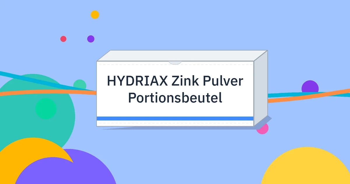 Symbolbild: Packung mit der Aufschrift HYDRIAX Zink Pulver Portionsbeutel (PZN 19871217) – Verfügbarkeit und Bezug in Apotheken in Frankfurt am Main
