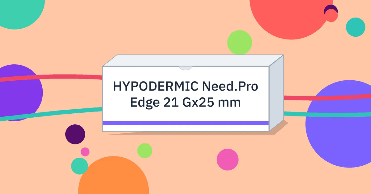 Symbolbild: Packung mit der Aufschrift HYPODERMIC Need.Pro Edge 21 Gx25 mm (PZN 06402923) – Verfügbarkeit und Bezug in Apotheken in Frankfurt am Main