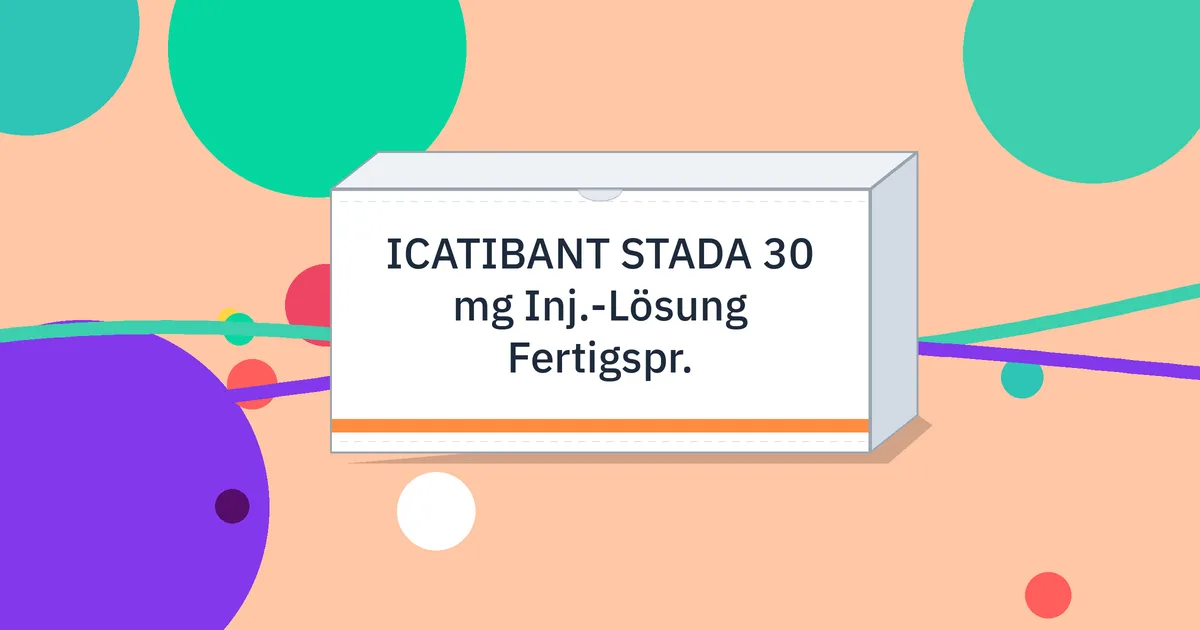 Symbolbild: Packung mit der Aufschrift ICATIBANT STADA 30 mg Inj.-Lösung Fertigspr. (PZN 17260679) – Verfügbarkeit und Bezug in Apotheken in Frankfurt am Main