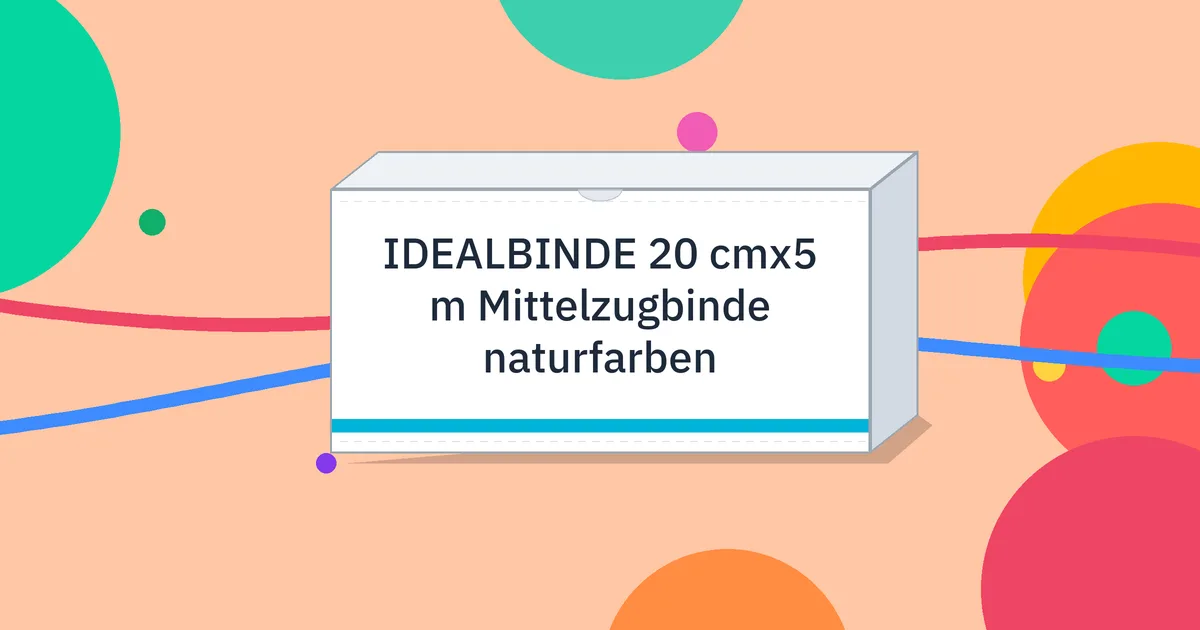 Symbolbild: Packung mit der Aufschrift IDEALBINDE 20 cmx5 m Mittelzugbinde naturfarben (PZN 12775427) – Verfügbarkeit und Bezug in Apotheken in Frankfurt am Main