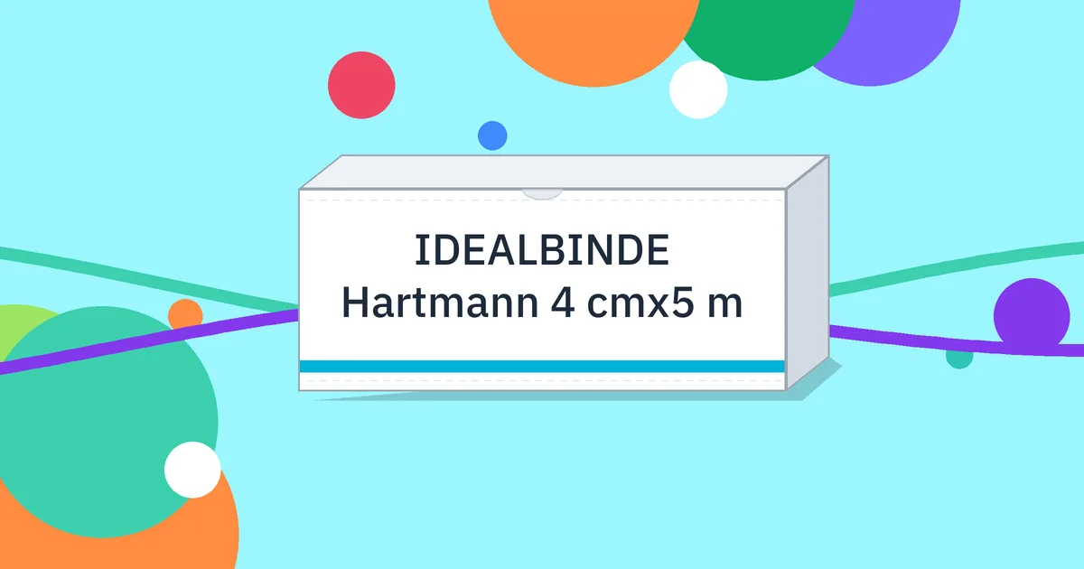 Symbolbild: Packung mit der Aufschrift IDEALBINDE Hartmann 4 cmx5 m (PZN 19063670) – Verfügbarkeit und Bezug in Apotheken in Frankfurt am Main