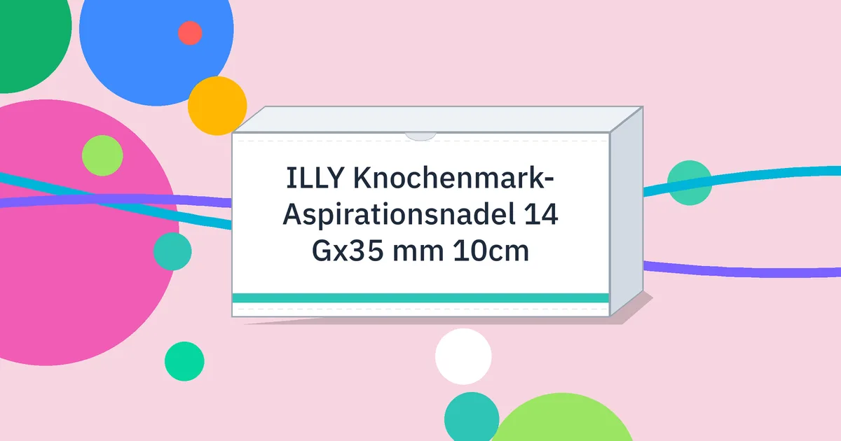 Symbolbild: Packung mit der Aufschrift ILLY Knochenmark-Aspirationsnadel 14 Gx35 mm 10cm (PZN 16362490) – Verfügbarkeit und Bezug in Apotheken in Frankfurt am Main