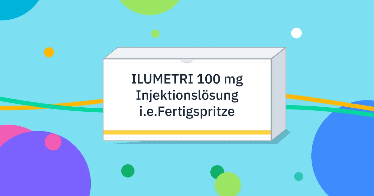 Symbolbild: Packung mit der Aufschrift ILUMETRI 100 mg Injektionslösung i.e.Fertigspritze (PZN 16943519) – Verfügbarkeit und Bezug in Apotheken in Frankfurt am Main