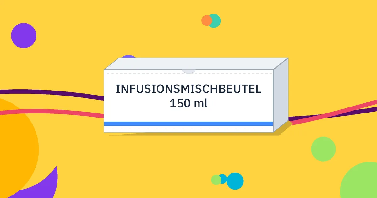 Symbolbild: Packung mit der Aufschrift INFUSIONSMISCHBEUTEL 150 ml (PZN 19503548) – Verfügbarkeit und Bezug in Apotheken in Frankfurt am Main