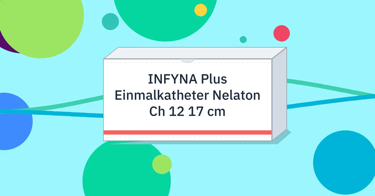 Symbolbild: Packung mit der Aufschrift INFYNA Plus Einmalkatheter Nelaton Ch 12 17 cm (PZN 13751096) – Verfügbarkeit und Bezug in Apotheken in Frankfurt am Main