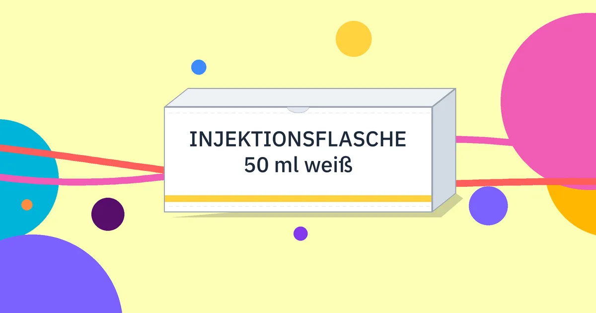 Symbolbild: Packung mit der Aufschrift INJEKTIONSFLASCHE 50 ml weiß (PZN 18138963) – Verfügbarkeit und Bezug in Apotheken in Frankfurt am Main