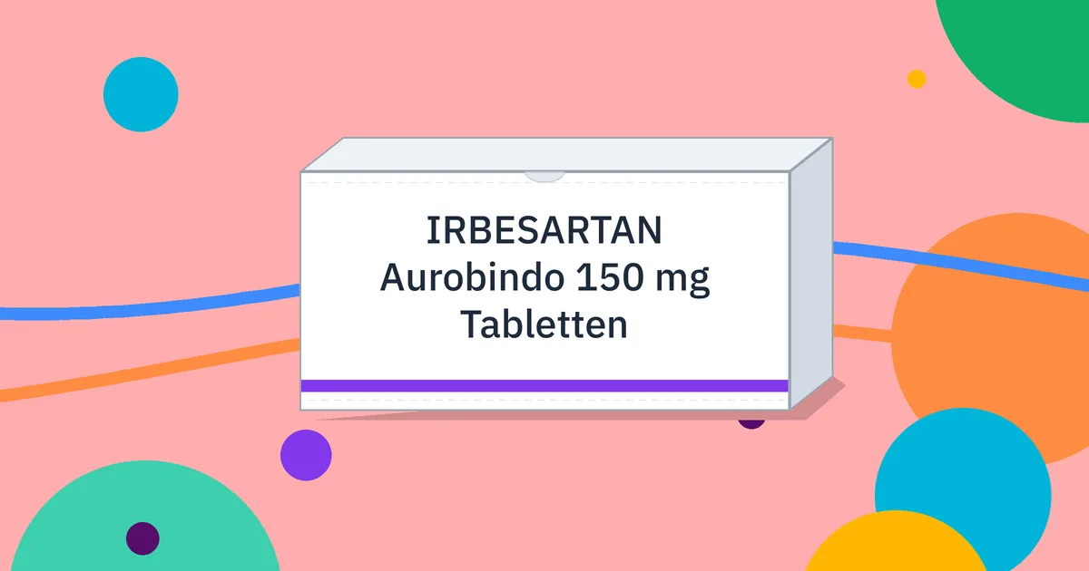 Symbolbild: Packung mit der Aufschrift IRBESARTAN Aurobindo 150 mg Tabletten (PZN 02724216) – Verfügbarkeit und Bezug in Apotheken in Frankfurt am Main