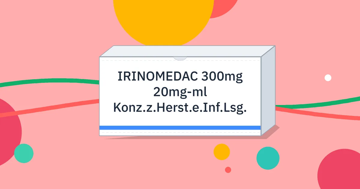 Symbolbild: Packung mit der Aufschrift IRINOMEDAC 300mg 20mg-ml Konz.z.Herst.e.Inf.Lsg. (PZN 01162414) – Verfügbarkeit und Bezug in Apotheken in Frankfurt am Main