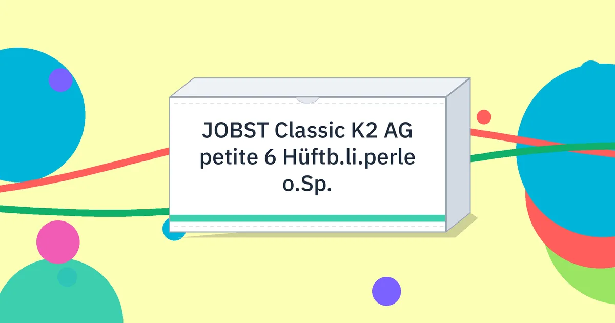 Symbolbild: Packung mit der Aufschrift JOBST Classic K2 AG petite 6 Hüftb.li.perle o.Sp. (PZN 13064533) – Verfügbarkeit und Bezug in Apotheken in Frankfurt am Main