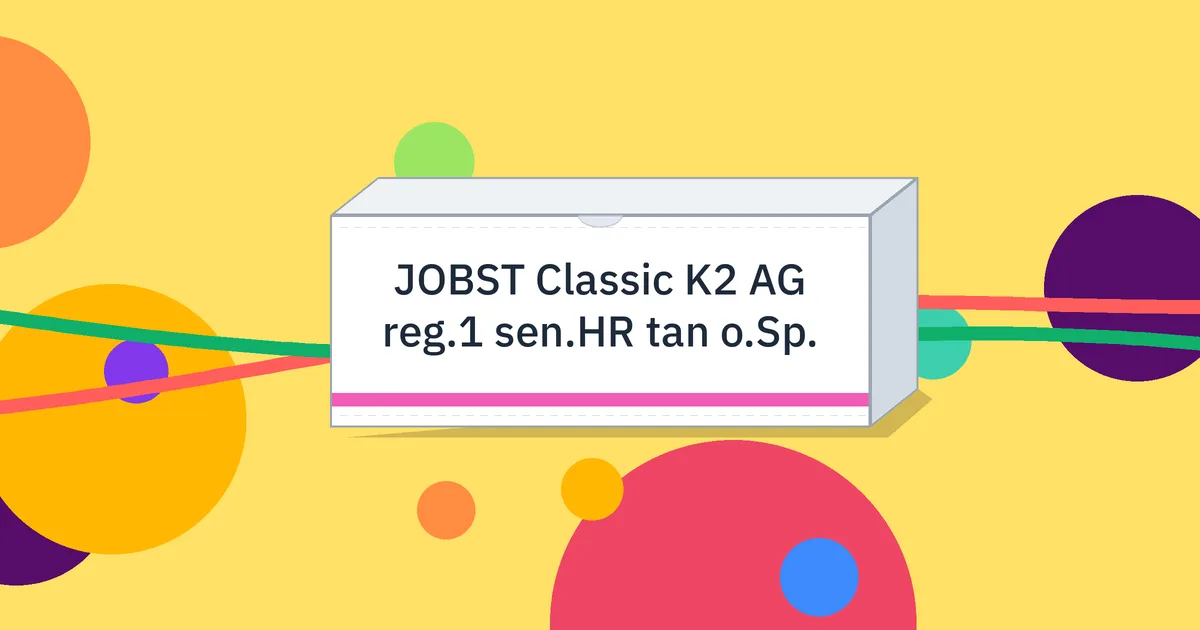 Symbolbild: Packung mit der Aufschrift JOBST Classic K2 AG reg.1 sen.HR tan o.Sp. (PZN 17959942) – Verfügbarkeit und Bezug in Apotheken in Frankfurt am Main
