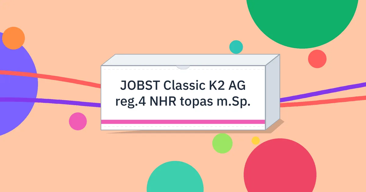 Symbolbild: Packung mit der Aufschrift JOBST Classic K2 AG reg.4 NHR topas m.Sp. (PZN 13063657) – Verfügbarkeit und Bezug in Apotheken in Frankfurt am Main
