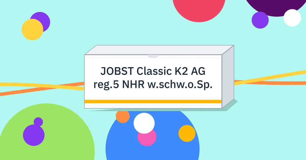 Symbolbild: Packung mit der Aufschrift JOBST Classic K2 AG reg.5 NHR w.schw.o.Sp. (PZN 11272084) – Verfügbarkeit und Bezug in Apotheken in Frankfurt am Main