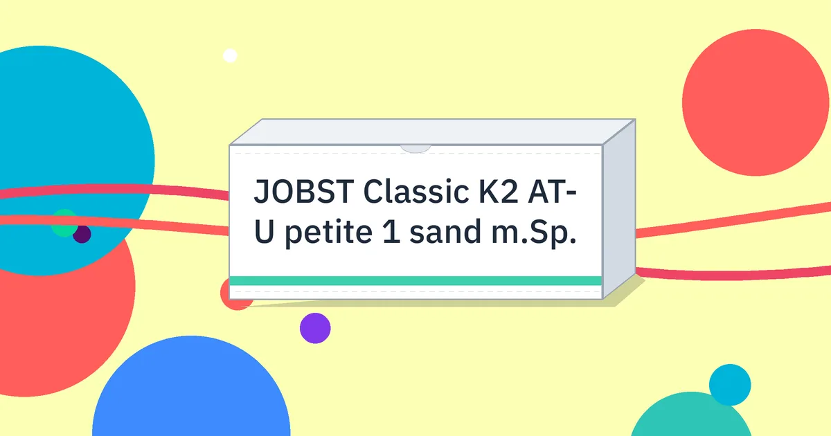 Symbolbild: Packung mit der Aufschrift JOBST Classic K2 AT-U petite 1 sand m.Sp. (PZN 13068146) – Verfügbarkeit und Bezug in Apotheken in Frankfurt am Main