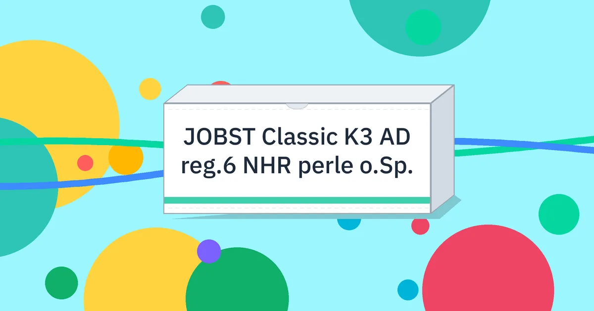 Symbolbild: Packung mit der Aufschrift JOBST Classic K3 AD reg.6 NHR perle o.Sp. (PZN 13071160) – Verfügbarkeit und Bezug in Apotheken in Frankfurt am Main