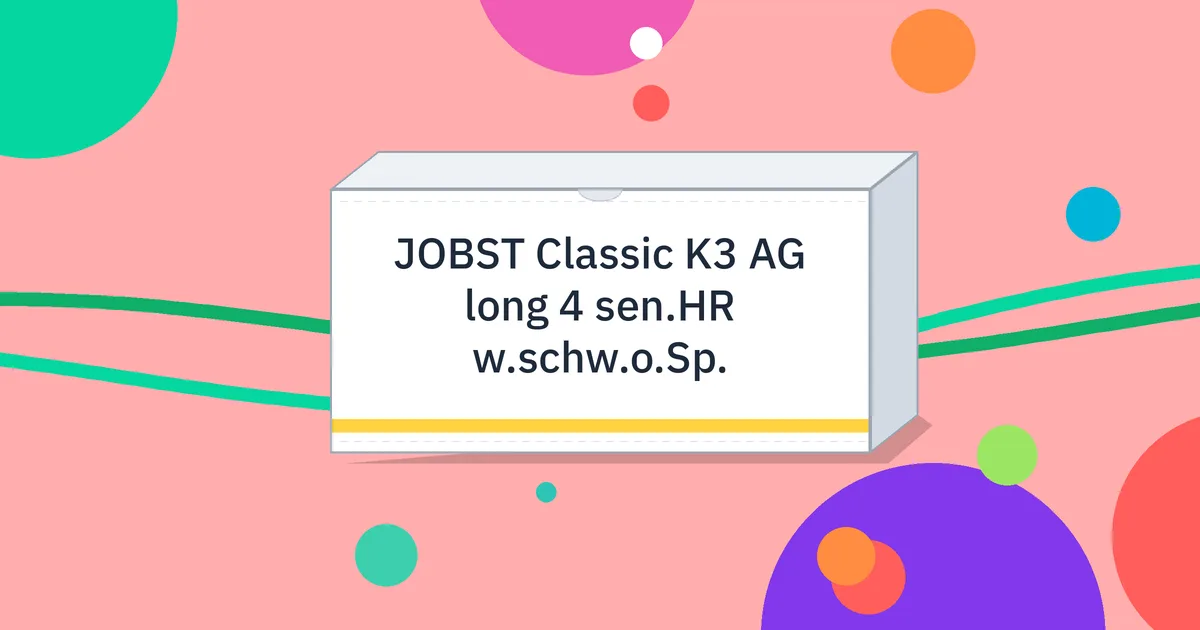 Symbolbild: Packung mit der Aufschrift JOBST Classic K3 AG long 4 sen.HR w.schw.o.Sp. (PZN 17958405) – Verfügbarkeit und Bezug in Apotheken in Frankfurt am Main