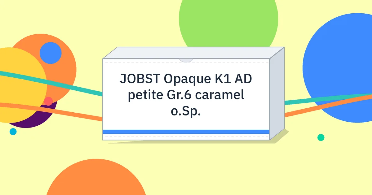 Symbolbild: Packung mit der Aufschrift JOBST Opaque K1 AD petite Gr.6 caramel o.Sp. (PZN 13079902) – Verfügbarkeit und Bezug in Apotheken in Frankfurt am Main