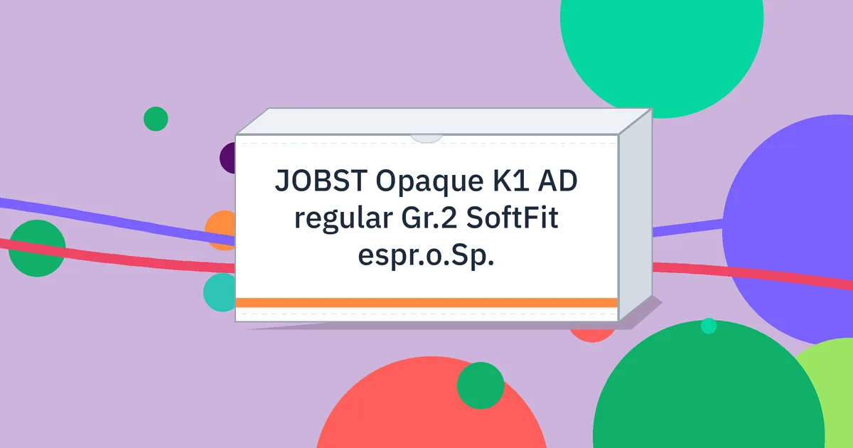 Symbolbild: Packung mit der Aufschrift JOBST Opaque K1 AD regular Gr.2 SoftFit espr.o.Sp. (PZN 16263351) – Verfügbarkeit und Bezug in Apotheken in Frankfurt am Main