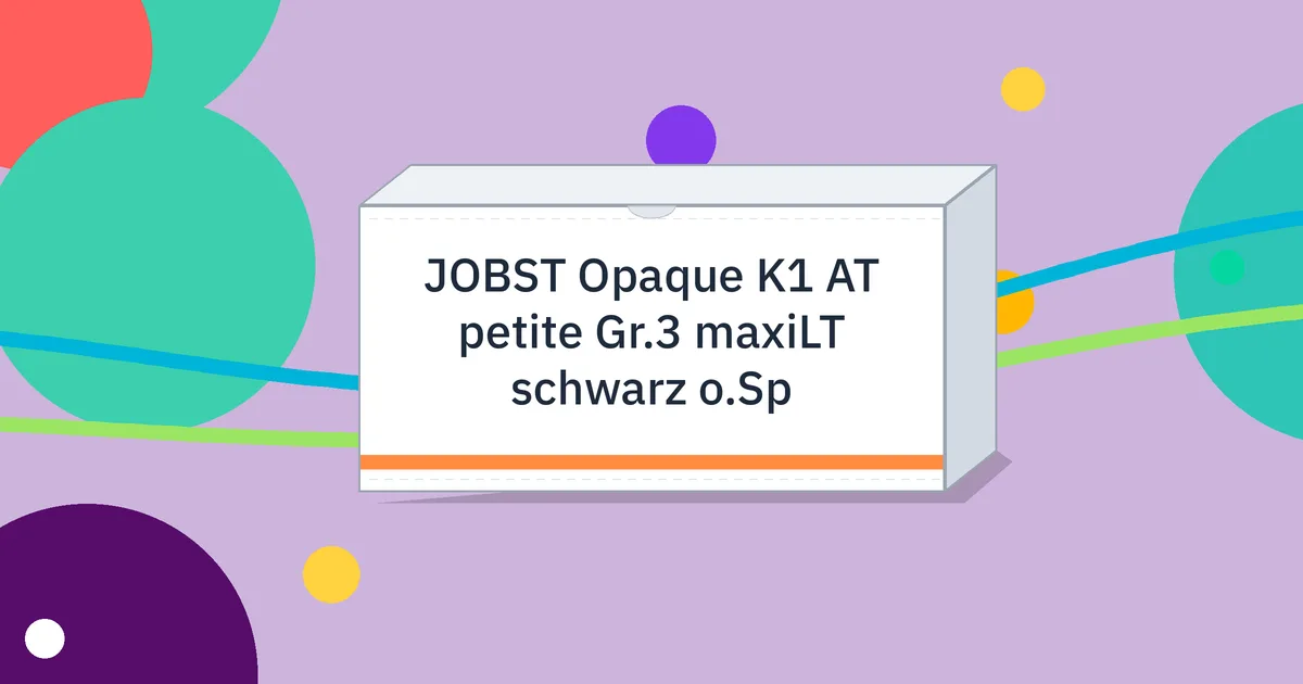 Symbolbild: Packung mit der Aufschrift JOBST Opaque K1 AT petite Gr.3 maxiLT schwarz o.Sp (PZN 13103351) – Verfügbarkeit und Bezug in Apotheken in Frankfurt am Main