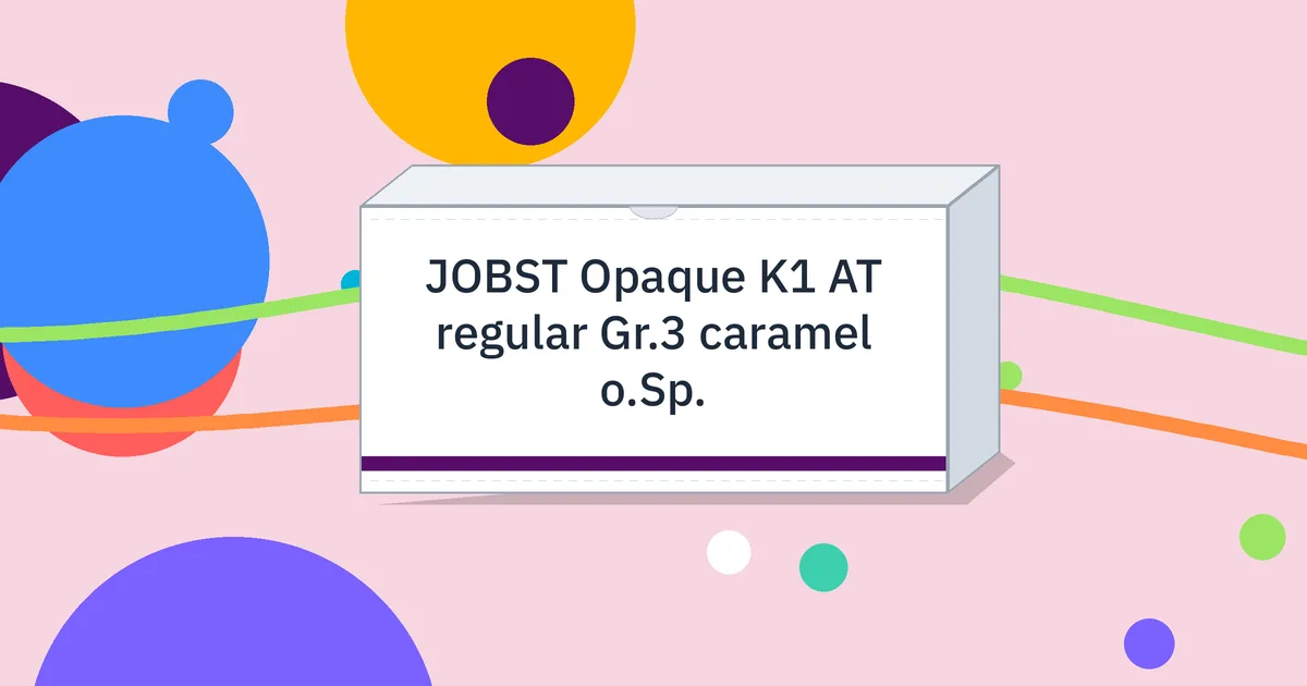 Symbolbild: Packung mit der Aufschrift JOBST Opaque K1 AT regular Gr.3 caramel o.Sp. (PZN 13107343) – Verfügbarkeit und Bezug in Apotheken in Frankfurt am Main