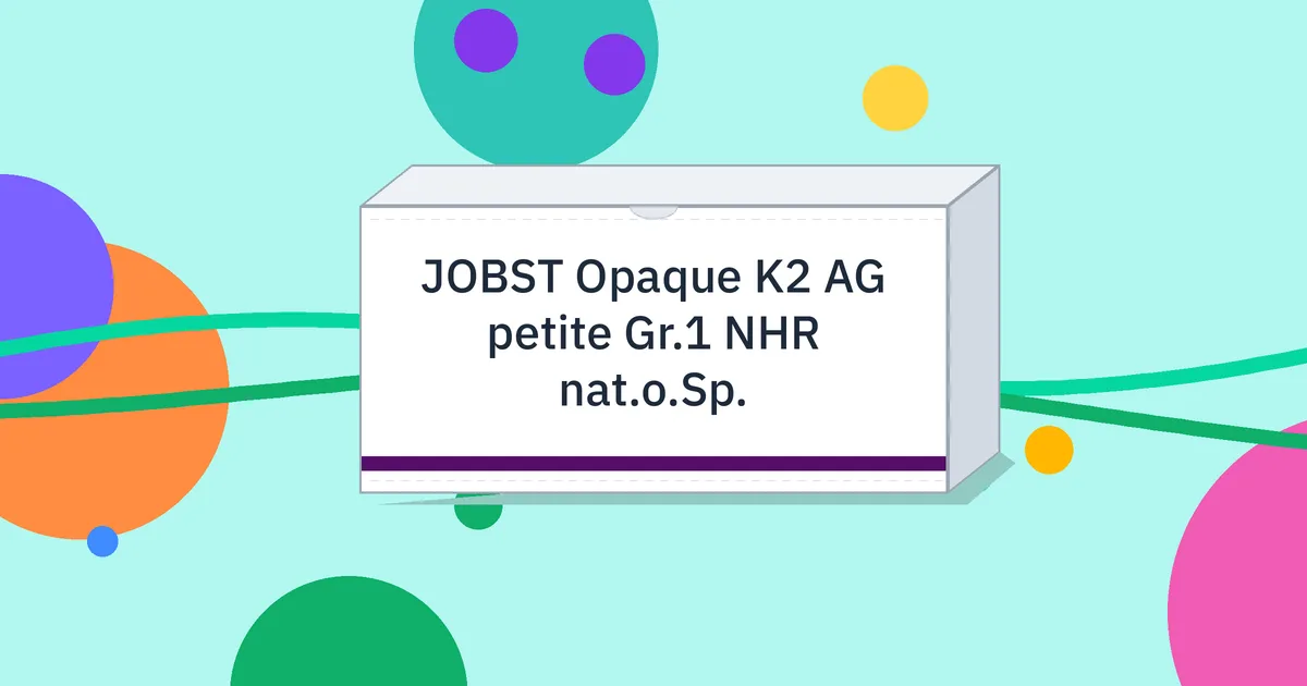 Symbolbild: Packung mit der Aufschrift JOBST Opaque K2 AG petite Gr.1 NHR nat.o.Sp. (PZN 11255045) – Verfügbarkeit und Bezug in Apotheken in Frankfurt am Main
