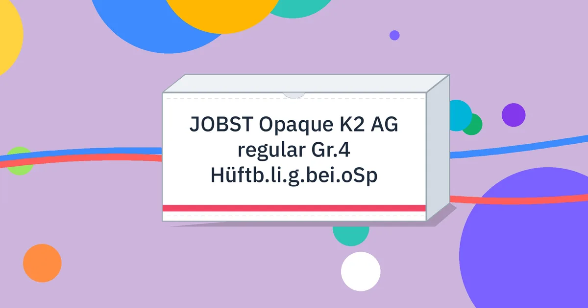 Symbolbild: Packung mit der Aufschrift JOBST Opaque K2 AG regular Gr.4 Hüftb.li.g.bei.oSp (PZN 16286748) – Verfügbarkeit und Bezug in Apotheken in Frankfurt am Main