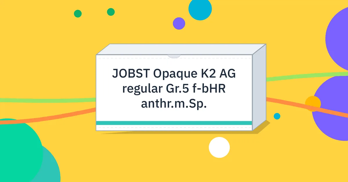 Symbolbild: Packung mit der Aufschrift JOBST Opaque K2 AG regular Gr.5 f-bHR anthr.m.Sp. (PZN 16282756) – Verfügbarkeit und Bezug in Apotheken in Frankfurt am Main