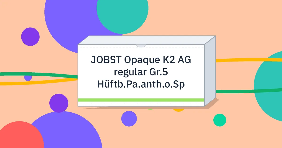 Symbolbild: Packung mit der Aufschrift JOBST Opaque K2 AG regular Gr.5 Hüftb.Pa.anth.o.Sp (PZN 16287682) – Verfügbarkeit und Bezug in Apotheken in Frankfurt am Main