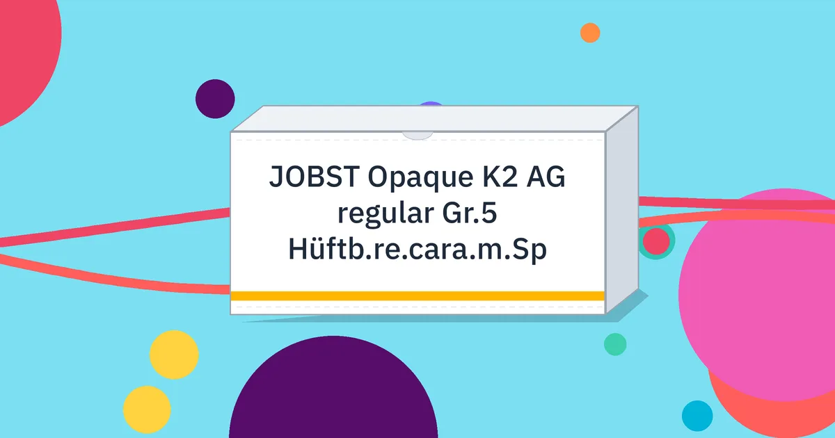 Symbolbild: Packung mit der Aufschrift JOBST Opaque K2 AG regular Gr.5 Hüftb.re.cara.m.Sp (PZN 13117206) – Verfügbarkeit und Bezug in Apotheken in Frankfurt am Main