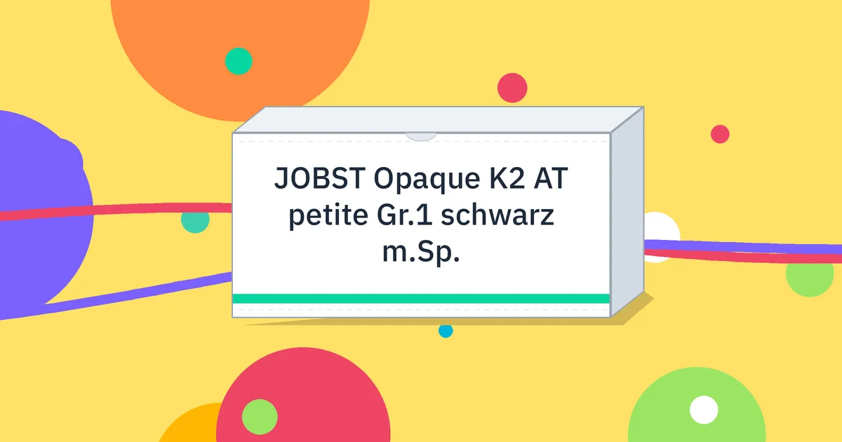 Symbolbild: Packung mit der Aufschrift JOBST Opaque K2 AT petite Gr.1 schwarz m.Sp. (PZN 11257475) – Verfügbarkeit und Bezug in Apotheken in Frankfurt am Main