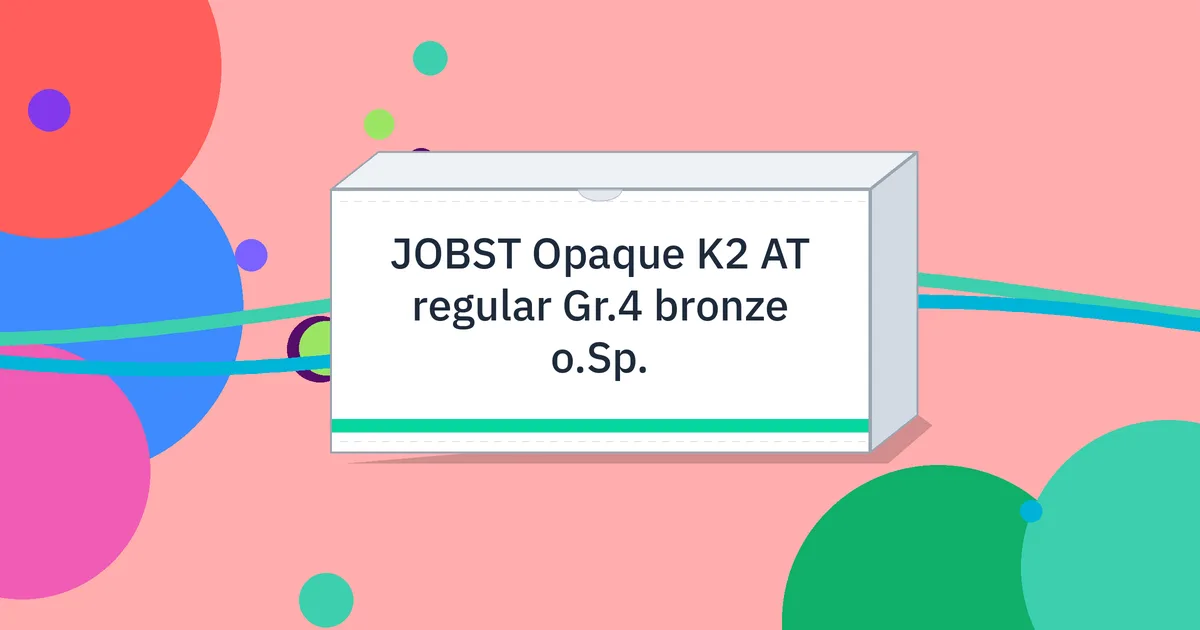 Symbolbild: Packung mit der Aufschrift JOBST Opaque K2 AT regular Gr.4 bronze o.Sp. (PZN 13122532) – Verfügbarkeit und Bezug in Apotheken in Frankfurt am Main