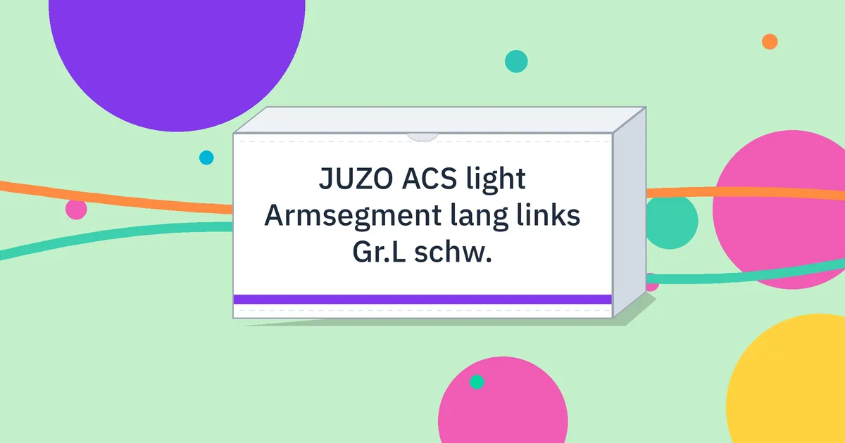 Symbolbild: Packung mit der Aufschrift JUZO ACS light Armsegment lang links Gr.L schw. (PZN 13575819) – Verfügbarkeit und Bezug in Apotheken in Frankfurt am Main